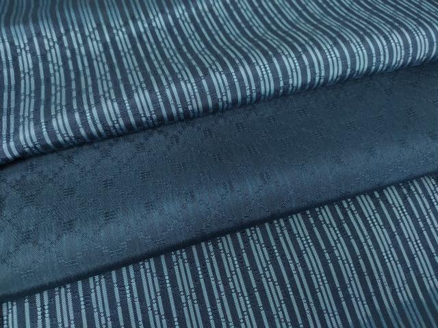 平和屋着物●日本工芸会正会員　秋山眞和　綾の手紬　手織　本藍染　花織　市松文　正絹　逸品　DAAX3771az