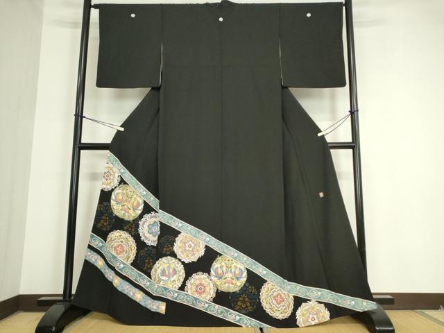 平和屋着物●豪華黒留袖　作家物　駒刺繍　正倉院鳳凰花文　金彩　正絹　逸品　DAAX3775az