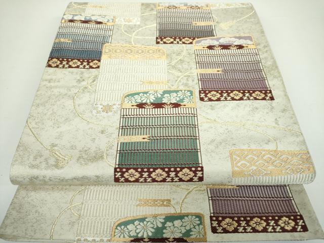 平和屋着物●西陣　河村織物謹製・手織り　六通柄袋帯　鎧文　金銀糸　正絹　逸品　DAAX4024ps