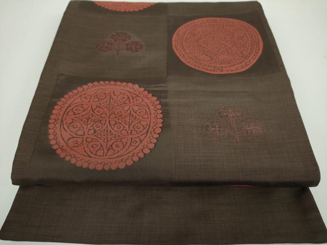 平和屋着物●名門木屋太　今河織物　六通柄袋帯　市松花丸文　正絹　逸品　DAAX4026ps