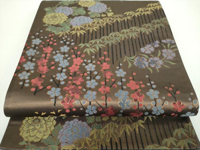 平和屋着物●六通柄袋帯　唐織　吉祥花文　金糸　正絹　逸品　DAAX4035ps