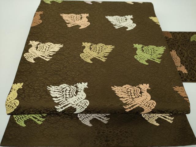 平和屋着物●九寸名古屋帯　唐織　鳳凰　正絹　逸品　DAAX4059ps