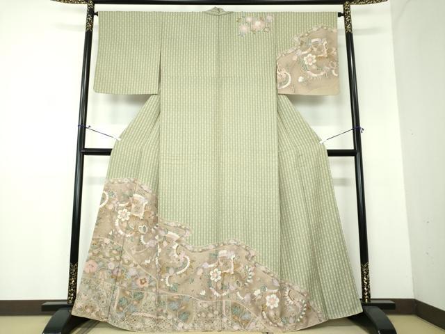 平和屋着物●訪問着　鳳凰更紗花文　暈し染め　金彩　正絹　逸品　DAAX4074ps