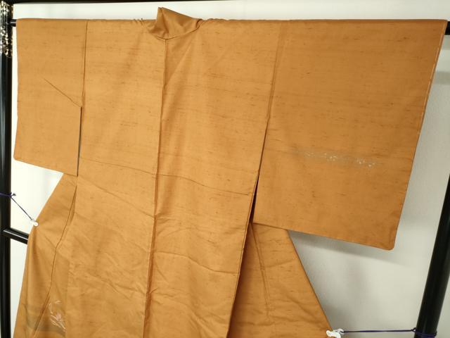 平和屋着物○訪問着 紬地 刺繍 若松葉 松ぼっくり 金彩 さが美扱い 正絹