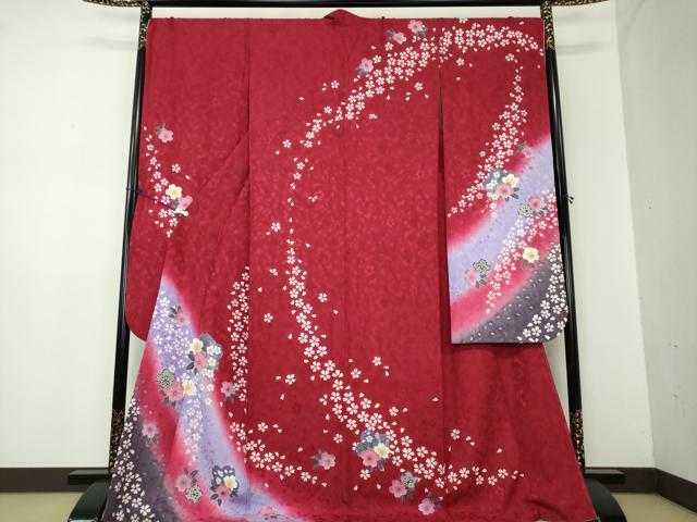 平和屋着物●豪華振袖　駒刺繍　舞桜　暈し染め　金彩　正絹　逸品　DAAX4114ps