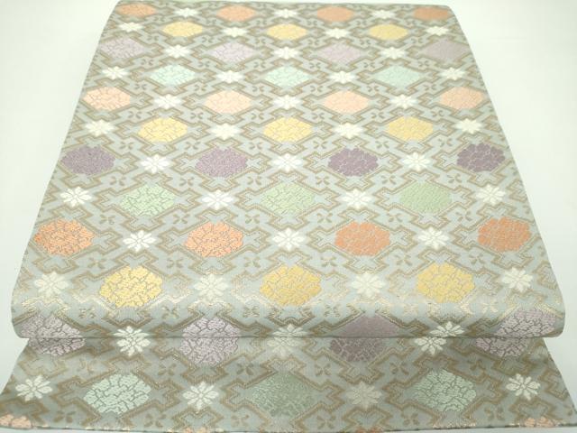 平和屋着物●西陣　六通柄袋帯　唐織　変り菱牡丹文　金糸　正絹　逸品　未使用　DAAX4159ps