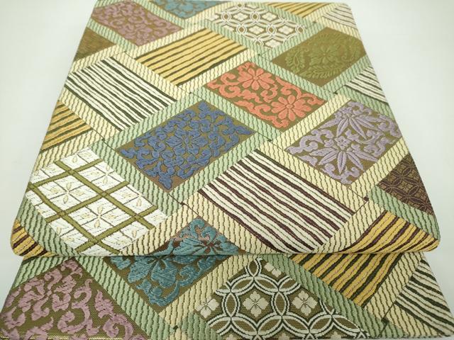 平和屋着物●六通柄袋帯　唐織　檜垣花文　金糸　正絹　逸品　DAAX4163ps