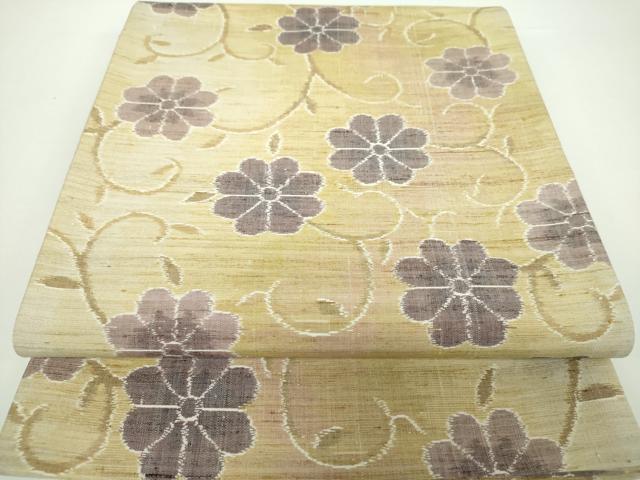 平和屋着物●全通柄袋帯　紬地　花唐草文　正絹　逸品　DAAX4174ps