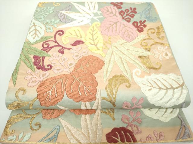 平和屋着物●六通柄袋帯　唐織　草木染　吉祥花文　桐　金銀糸　正絹　逸品　DAAX4176ps