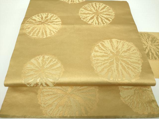 平和屋着物●西陣　川島織物　九寸名古屋帯　花丸文　金糸　正絹　逸品　DAAX4193ps