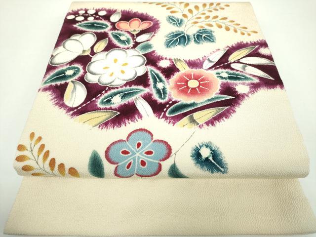 平和屋着物●九寸開き名古屋帯　絞り　辻が花　鬼しぼ縮緬　金彩　正絹　逸品　DAAX4210ps