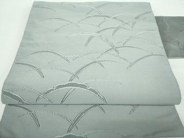 平和屋着物●綴れ　八寸名古屋帯　雪芝文　藍鼠色　正絹　逸品　DAAX4212ps