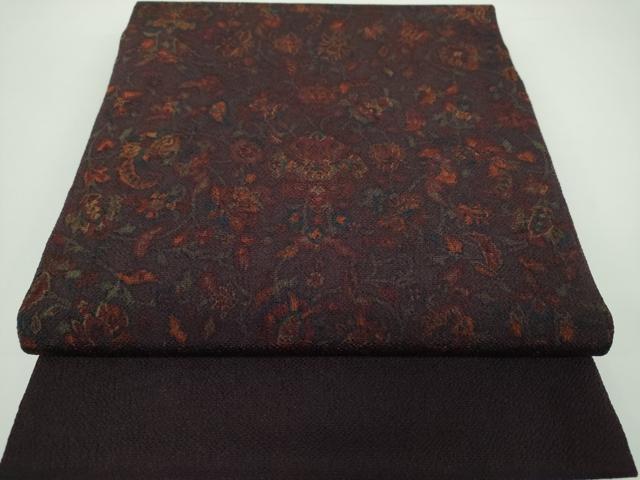 平和屋着物●九寸開き名古屋帯　更紗花文　鬼しぼ縮緬　正絹　逸品　DAAX4221ps