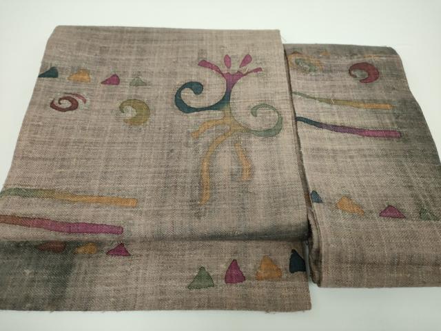 平和屋着物●つけ帯　紬地　抽象文様　正絹　逸品　未使用　DAAX4237ps