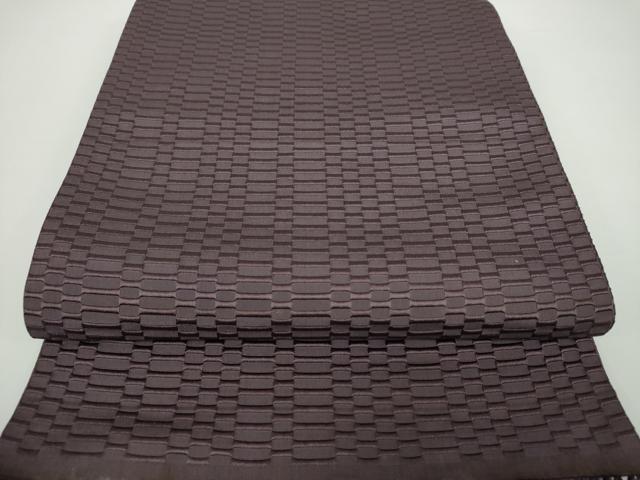 平和屋着物●八寸名古屋帯　ロートン織　横段文　黒紅色　正絹　逸品　未使用　DAAX4243ps