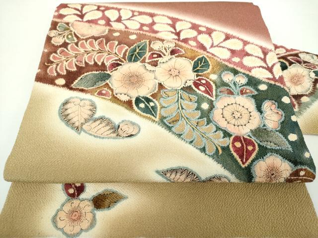 平和屋着物●九寸名古屋帯　絞り　辻が花　鬼しぼ縮緬　正絹　逸品　DAAX4246ps