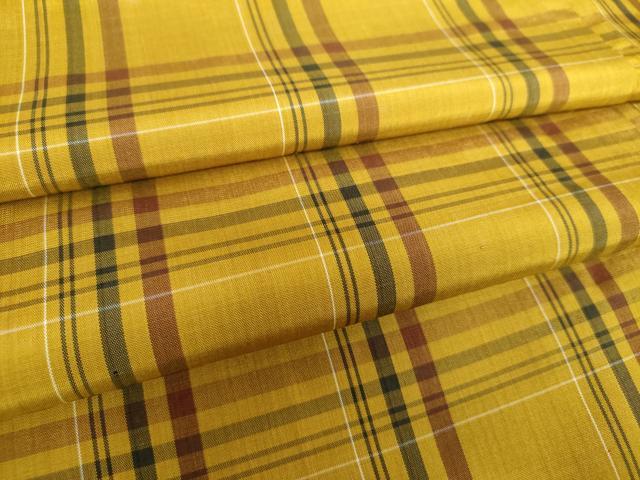 平和屋着物●本場黄八丈　平織　紬　格子　正絹　逸品　DAAX4260ps