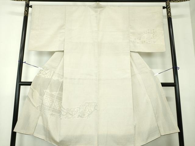 平和屋着物●男性　本塩沢　訪問着　100亀甲　雲取り風景文　正絹　逸品　DAAX4266ps