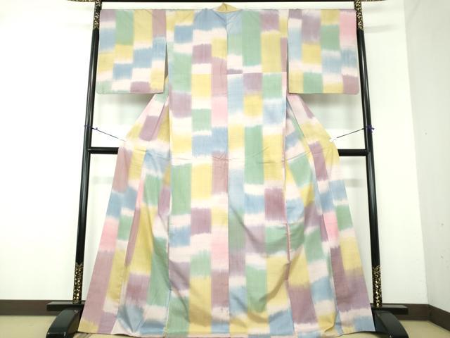 平和屋着物●上質な紬　変わり市松　正絹　逸品　DAAX4303ps