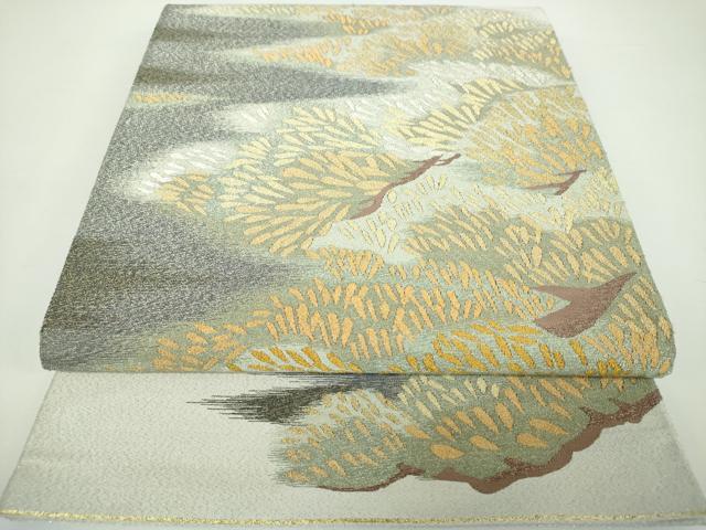 平和屋着物●爪掻き本綴れ　太鼓柄袋帯　草葉文　金銀糸　正絹　逸品　DAAX4351ps