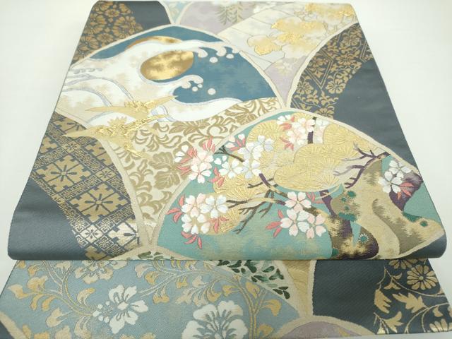 平和屋着物●六通柄袋帯　唐織　琳派の美　琳派舞楽図屏風　金糸　正絹　逸品　DAAX4360ps