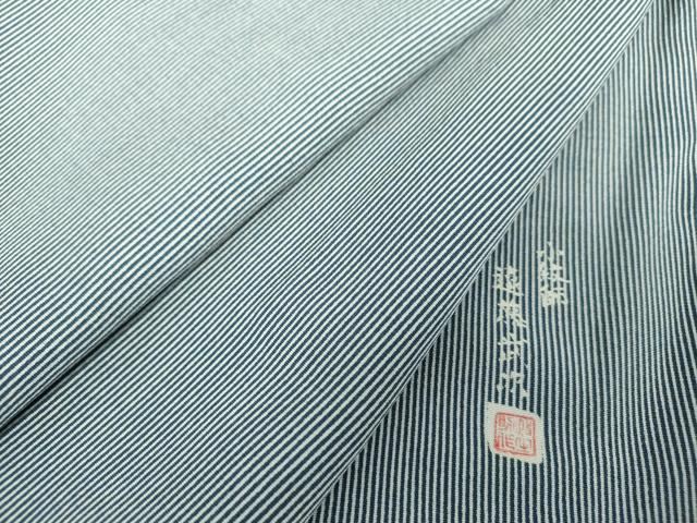 平和屋着物●小紋師　遠藤武次　江戸小紋　万筋　青色×白色　正絹　逸品　DAAX4401ps