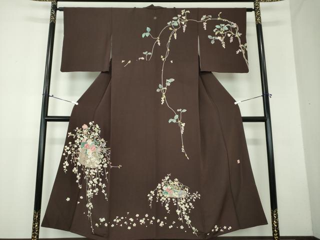 平和屋着物●訪問着　友禅　作家物　花籠文　正絹　逸品　DAAX4408ps