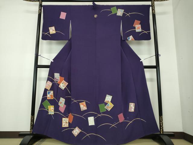 平和屋着物●訪問着　駒刺繍　カルタ　玩具文様　金彩　正絹　逸品　DAAX4410ps