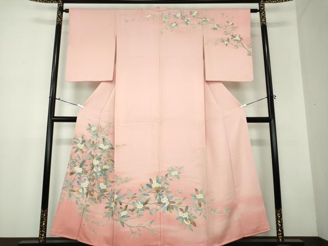 平和屋着物●訪問着　枝花文　暈し染め　金彩　正絹　逸品　DAAX4414ps