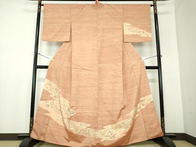 平和屋着物●訪問着　紬地　辻が花　正絹　逸品　DAAX4430ps