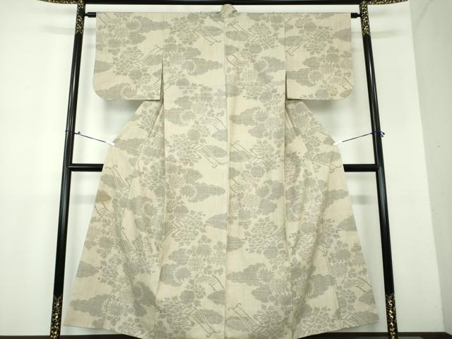 平和屋着物●本場結城紬　重要無形文化財　100亀甲　雲取り花文　正絹　逸品　DAAX4451ps