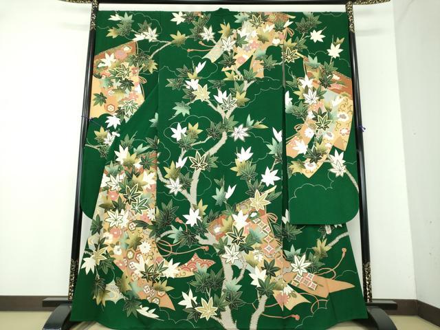 平和屋着物●極上　振袖　作家物　雲取り几帳花楓文　金彩　正絹　逸品　DAAX4467ps