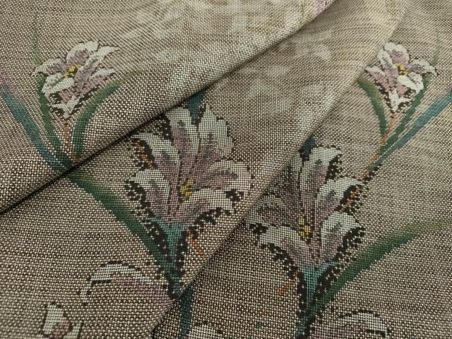 平和屋着物●本場大島紬　9マルキ　草花文　正絹　逸品　DAAX4494ps