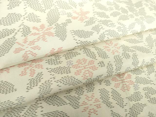 平和屋着物●本場大島紬　白大島　草花文　正絹　逸品　未使用　DAAX4501ps