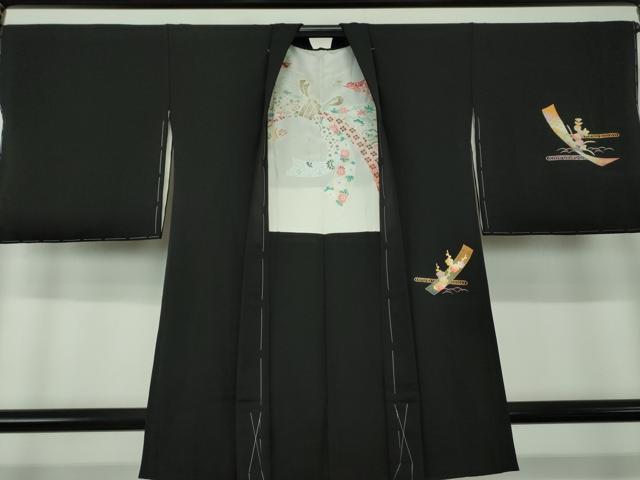 平和屋着物●金彩友禅　卓越技能者・名工・和田光正　羽織　吉祥短冊花文　黒地　金銀彩　正絹　逸品　未使用　DAAX4506ps