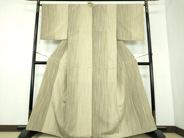 平和屋着物●本塩沢　縞　正絹　逸品　DAAX4519ps