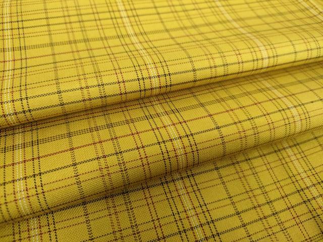 平和屋着物●黄八丈　格子　正絹　逸品　DAAX4525ps