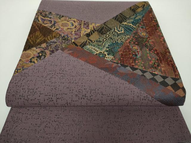 平和屋着物●太鼓柄袋帯　切嵌　更紗花文　金銀糸　やまと誂製　正絹　逸品　DAAX4528ps