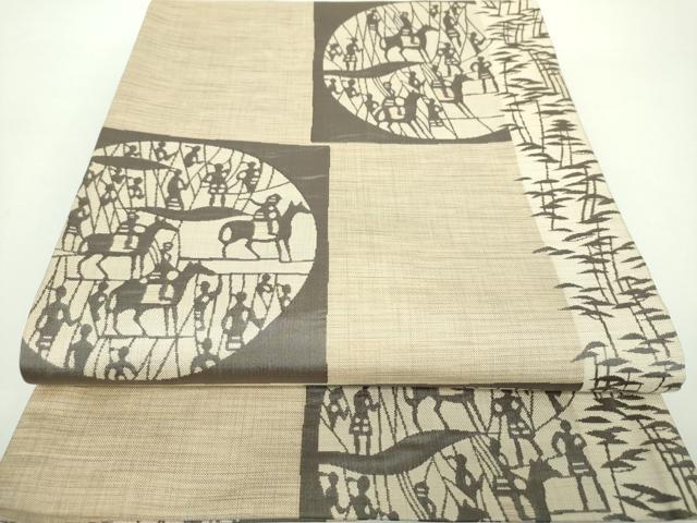 平和屋着物●名門木屋太　今河織物　六通柄袋帯　人物獣文　正絹　逸品　DAAX4560ps