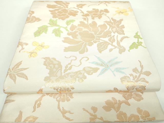 平和屋着物●桝屋高尾　全通柄　本袋帯　舞蝶花文　金糸　正絹　逸品　DAAX4562ps