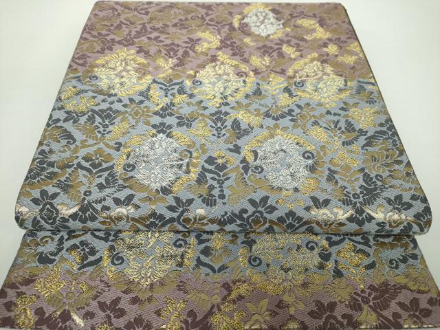 平和屋着物●六通柄袋帯　唐織　更紗花文　金銀糸　正絹　逸品　DAAX4569ps