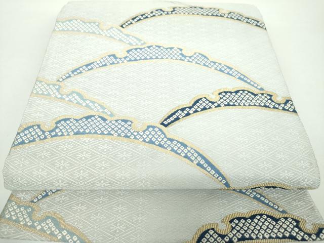 平和屋着物●六通柄袋帯　雪芝文　金糸　正絹　逸品　DAAX4578ps