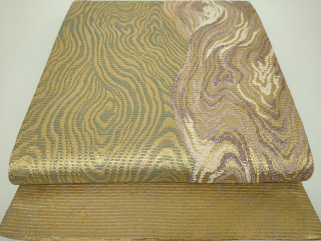 平和屋着物●伝統工芸士　西村修一　六通柄袋帯　むらさき貝紫　木目間道　金糸　正絹　逸品　DAAX4589ps