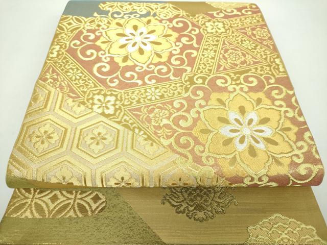 平和屋着物●西陣　川島織物　六通柄　本袋帯　正倉院花文　金銀糸　正絹　逸品　DAAX4597ps