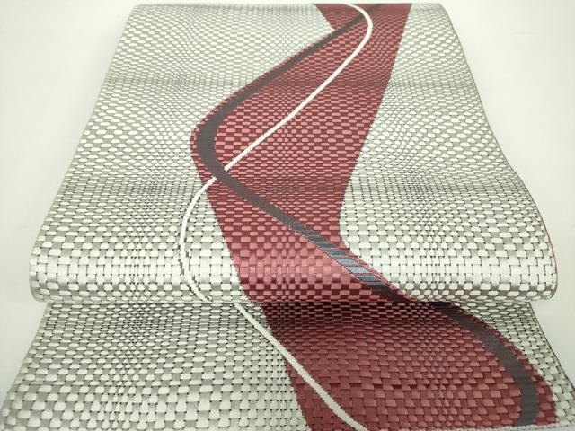 平和屋着物●本場筑前博多織　八寸名古屋帯　変わり間道　正絹　逸品　未使用　DAAX4605ps