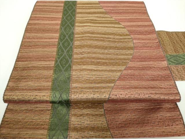 平和屋着物●本場筑前博多織　八寸名古屋帯　変わり間道　反端付き　正絹　逸品　DAAX4618ps