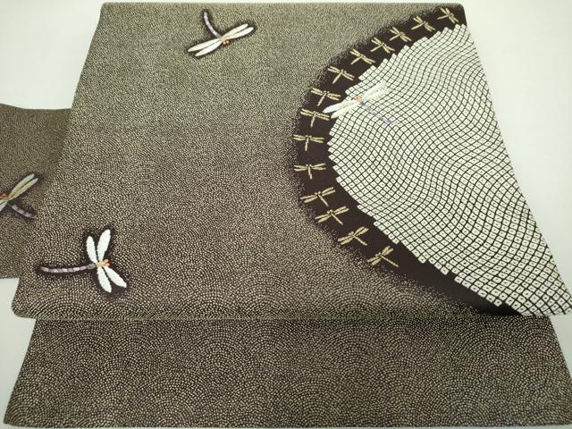 平和屋着物●九寸名古屋帯　唐織　蜻蛉　金糸　正絹　逸品　DAAX4635ps