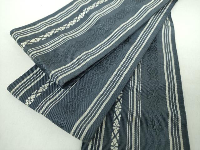 平和屋着物●男性　本場筑前博多織　両面　角帯　献上　森博多織謹製　証紙付き　正絹　逸品　DAAX4647ps
