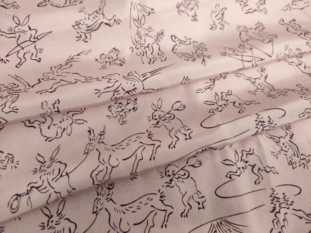 平和屋着物●上質な長襦袢　無双仕立て　鳥獣戯画　正絹　逸品　DAAX4679ps