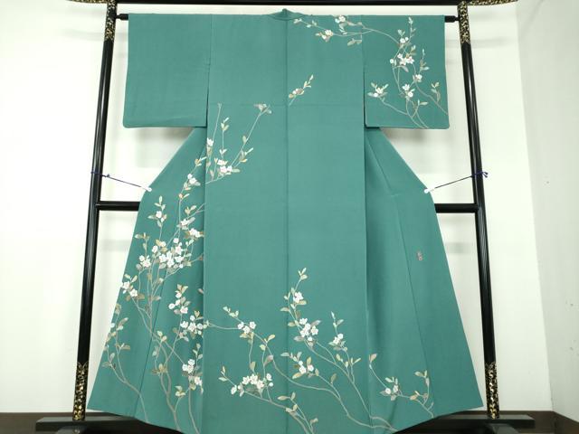 平和屋着物●訪問着　友禅　作家物　枝花文　正絹　逸品　DAAX4684ps